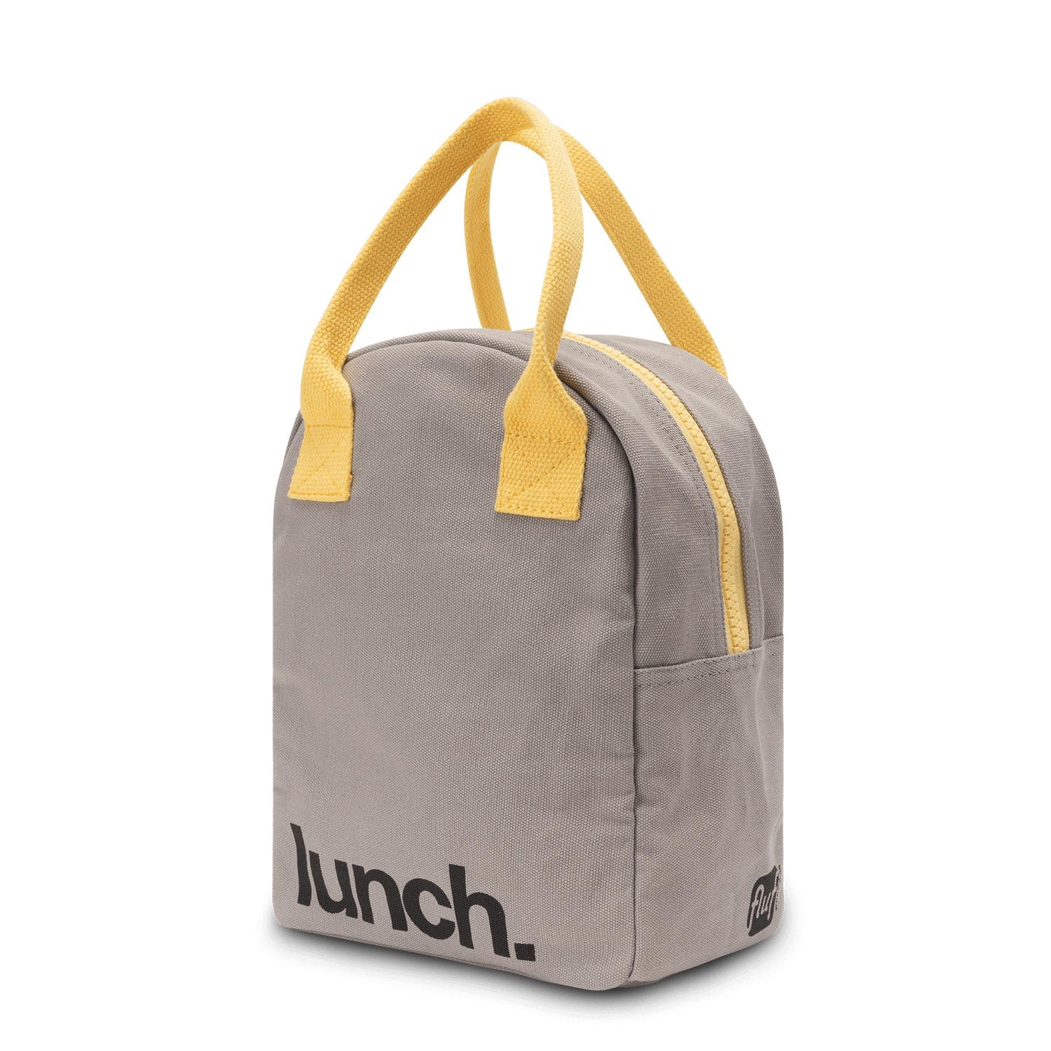 Fluf Zipper Lunch Bag for Work & School - Grey / Yellow