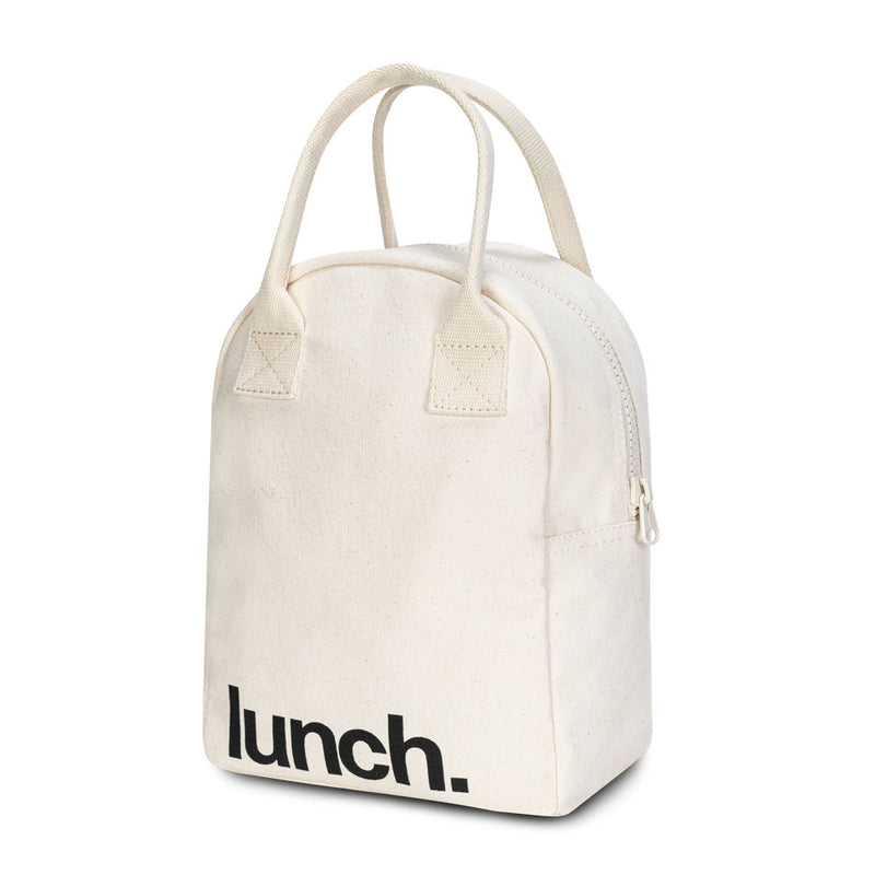 Fluf Organic Cotton Machine Washable Lunch Bag - 'Lunch' Natural