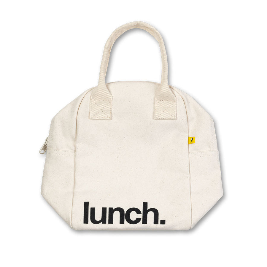 Fluf Organic Cotton Machine Washable Lunch Bag - 'Lunch' Natural
